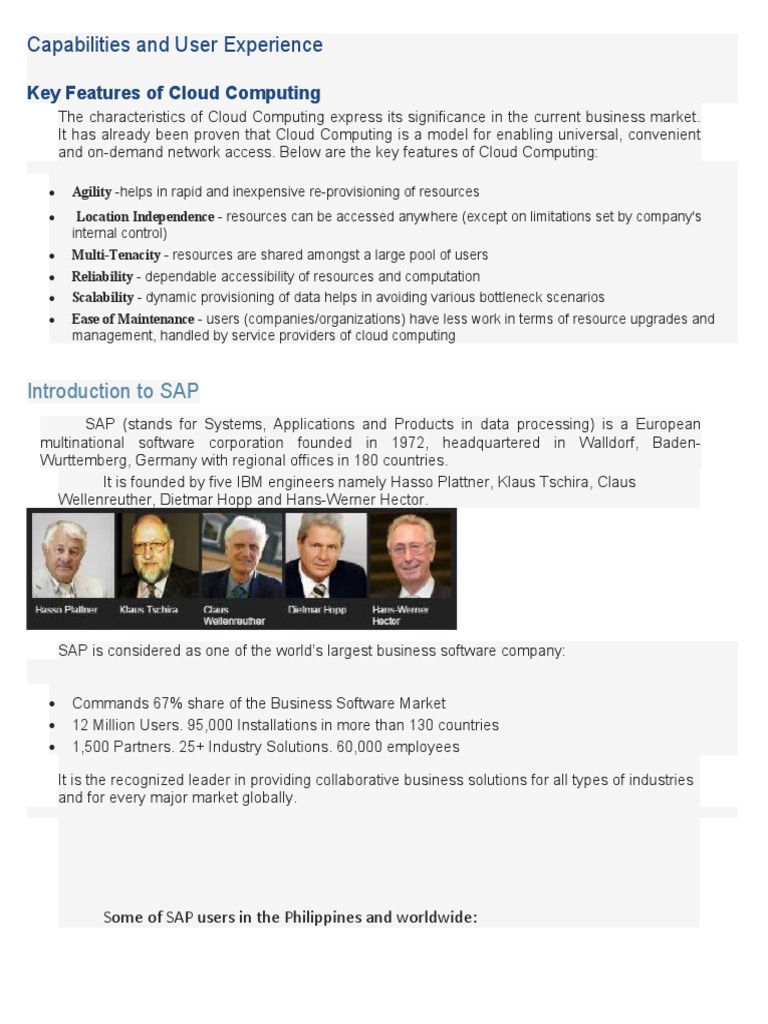 Capabilities and User Experience | Download Free PDF | Cloud Computing | Enterprise Resource ...
