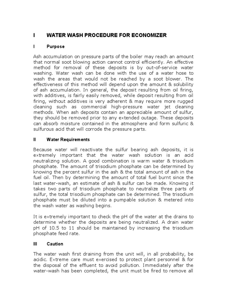 Water Wash Procedure For Economizer | PDF | Corrosion | Sulfur
