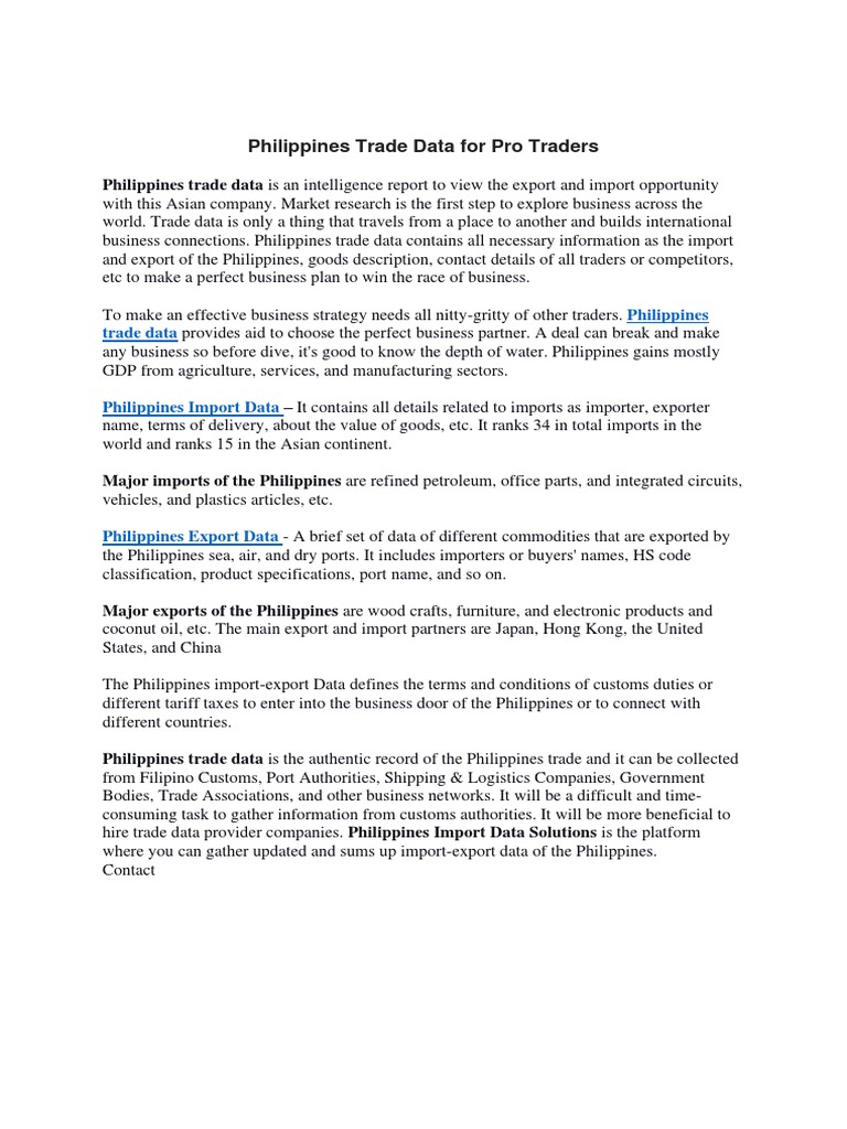 Philippines Trade Data: Track Import & Export Activities of Philippines ...