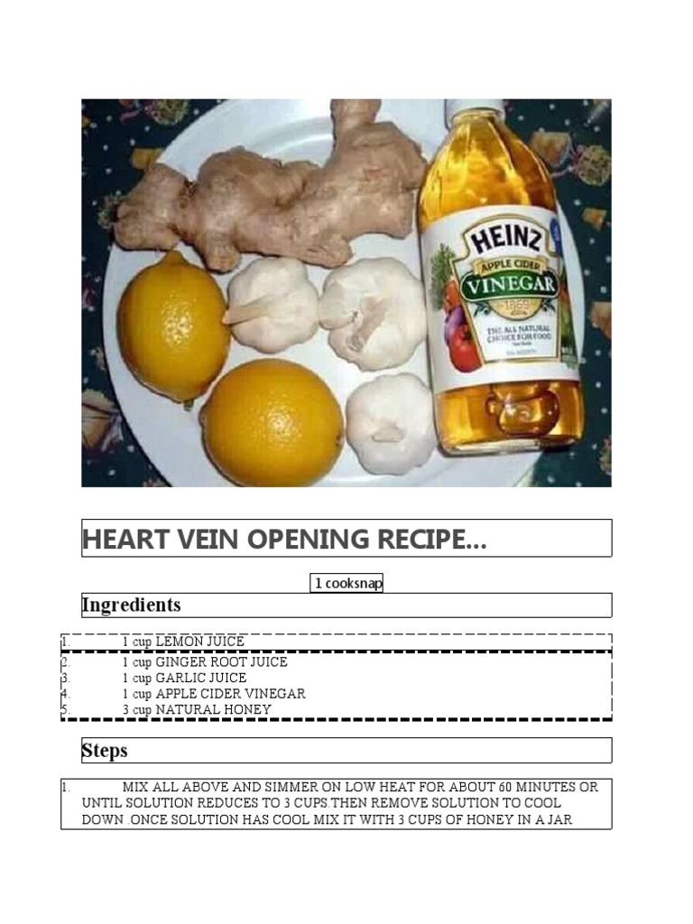 Heart Vein Opening Recipe... : Ingredients | PDF