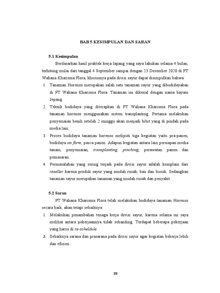 Bab 5. Kesimpulan Dan Saran | PDF