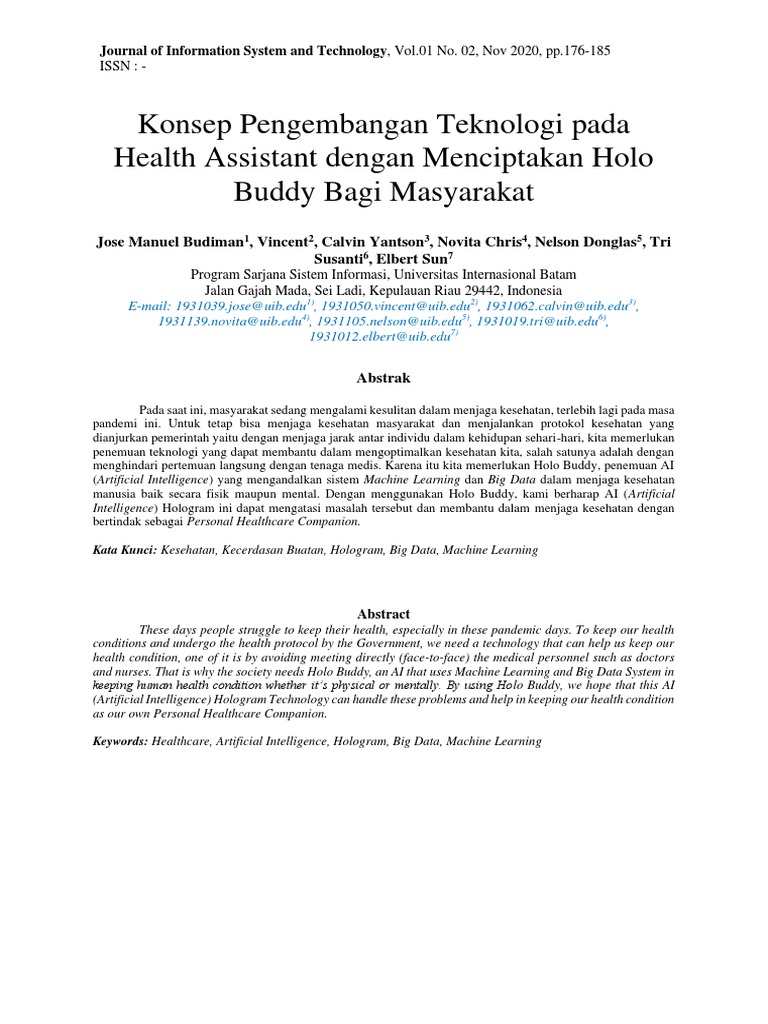 Konsep Pengembangan Teknologi Pada Health Assistant Dengan Menciptakan ...