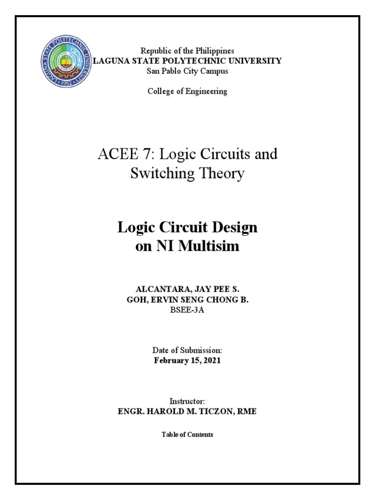 ACEE 7: Logic Circuits and Switching Theory: Logic Circuit Design On NI ...