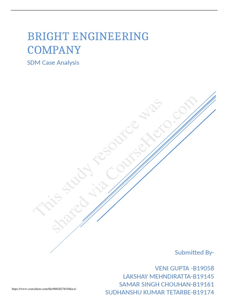 Bright Engineering Company: This Study Resource Was | PDF