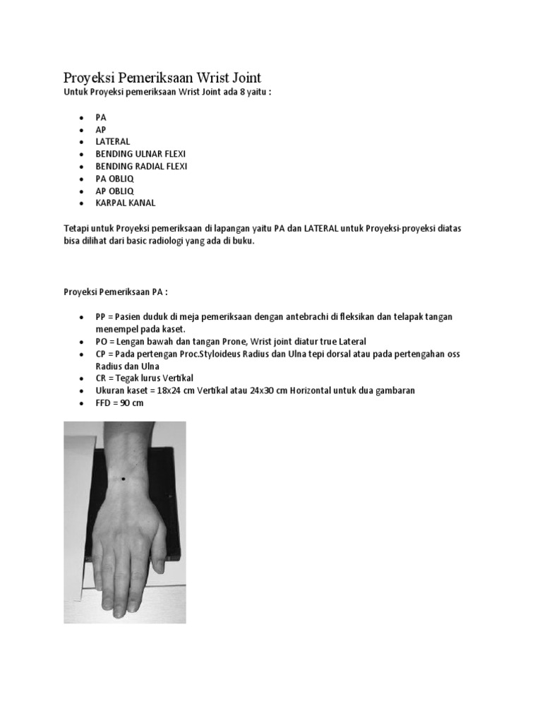 Proyeksi Pemeriksaan Wrist Joint PA dan LATERAL | PDF