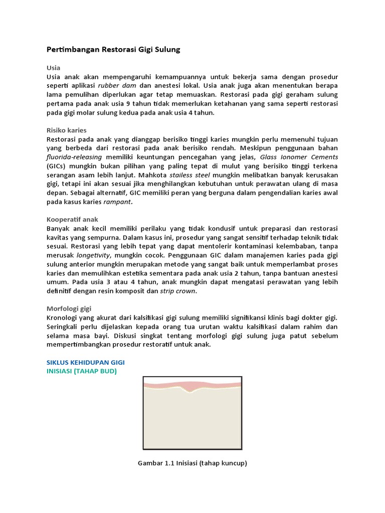 Pertimbangan Restorasi Gigi Sulung - En.id | PDF