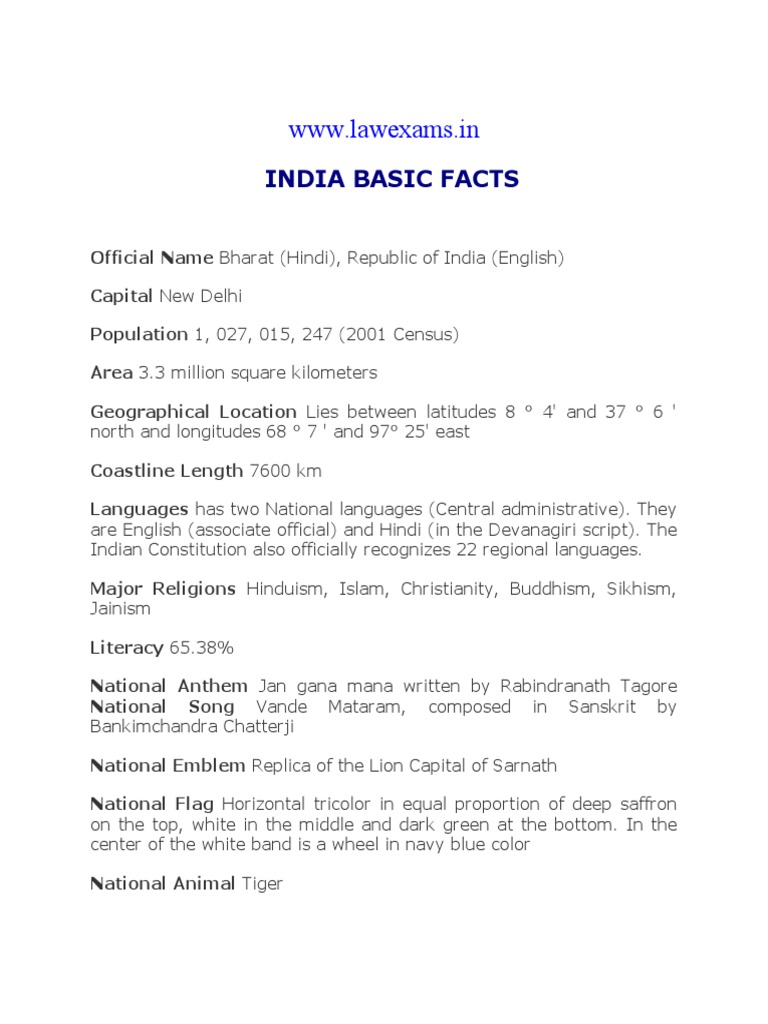 India Basic Facts | PDF | Programming Paradigms | Indian Subcontinent