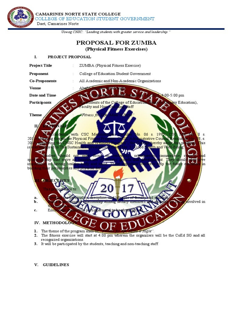 Proposal For Zumba: (Physical Fitness Exercises) | PDF | Physical ...