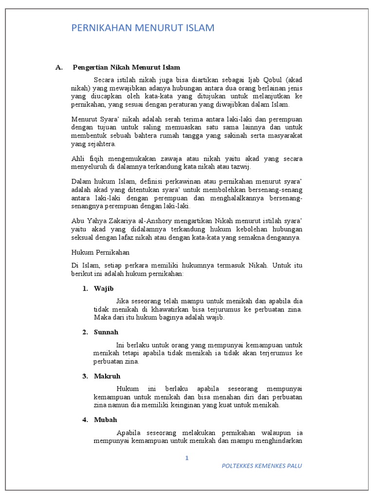 Pengertian Nikah Menurut Islam | PDF