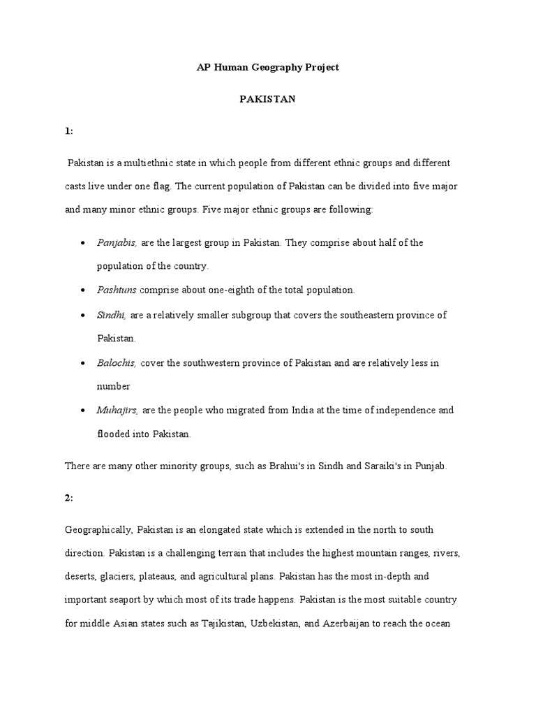AP Human Geography Project | PDF | Pakistan | Asia