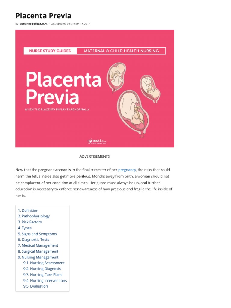 Placenta Previa: Causes, Symptoms and Treatment | PDF | Childbirth ...