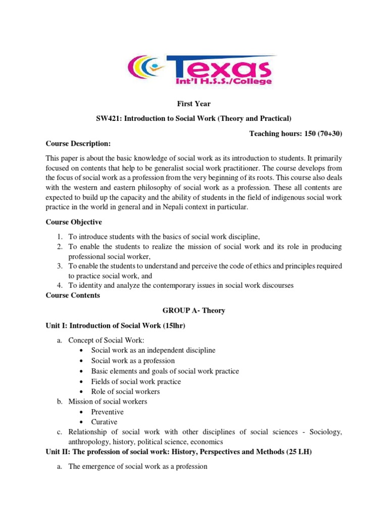 BASW Final Syllabus For First Year | PDF | Social Work | Sociology