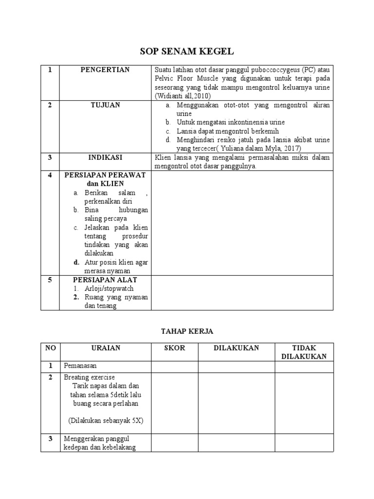 Sop Senam Kegel Exercise | PDF