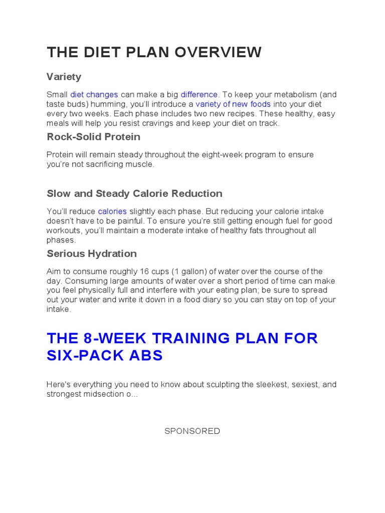 The Diet Plan Overview | PDF | Dieting | Food And Drink Preparation