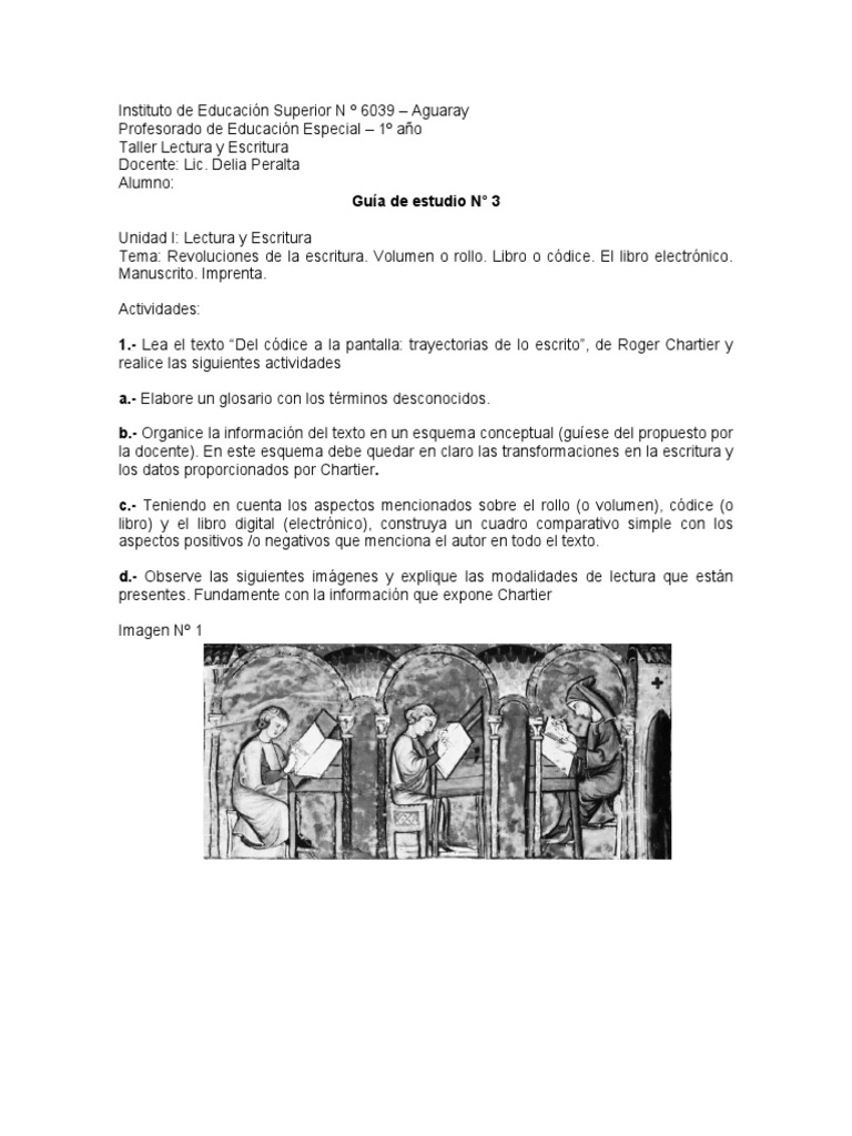 Guía #3. Lectura y Escritura. | PDF | Historia | Libros para adolescentes