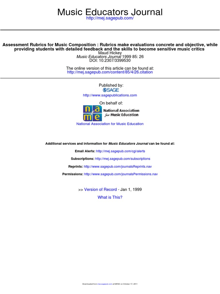 Music Composition Assessment Rubrics | PDF | Rubric (Academic ...