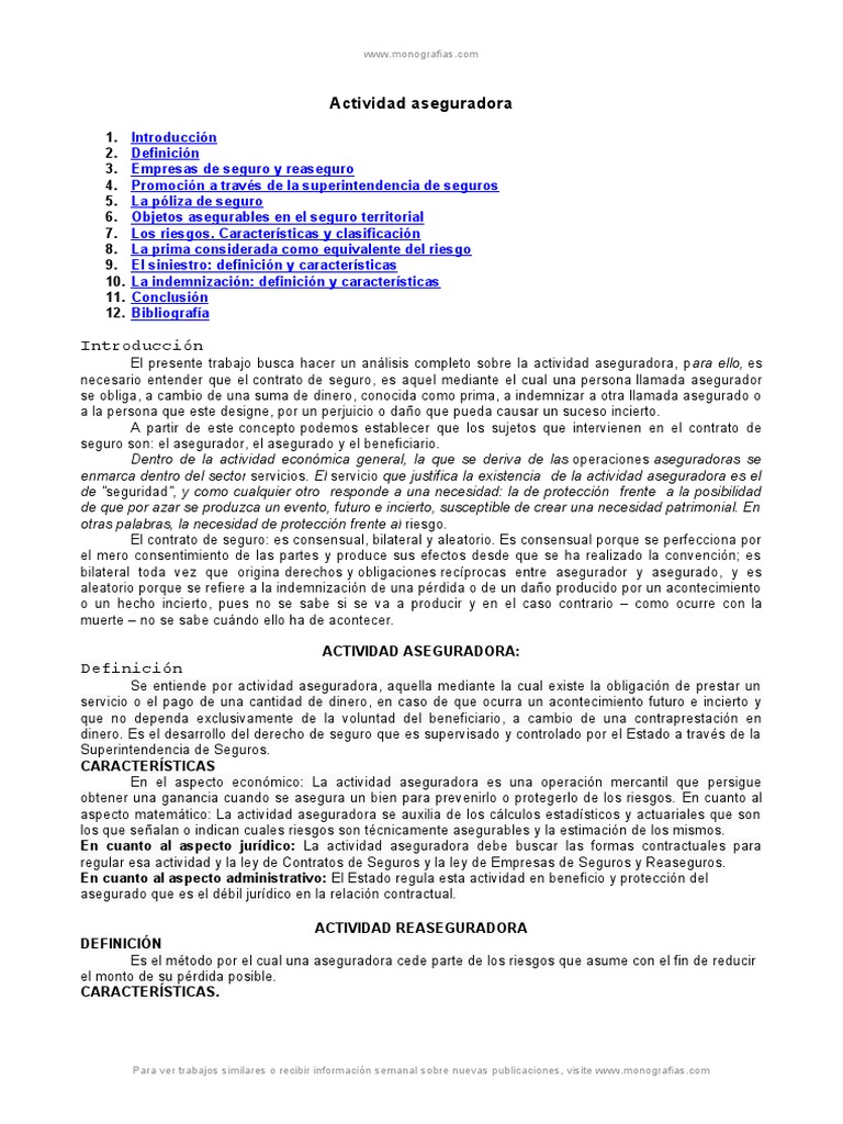 Actividad Aseguradora | PDF | Póliza de seguros | Reaseguro