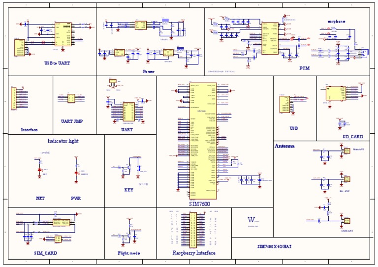 SIM7600E H 4G HAT Schematic | PDF