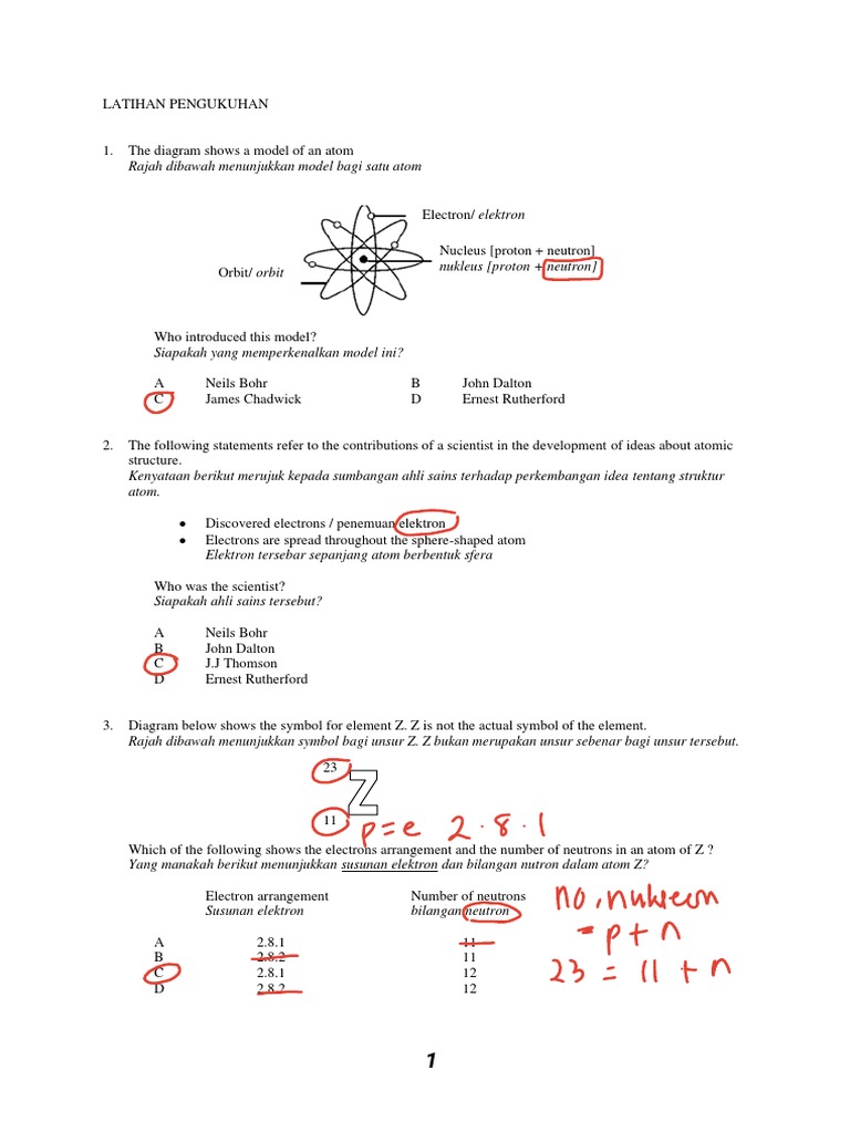 Understanding Atomic Structure Through Multiple Choice Questions | PDF ...