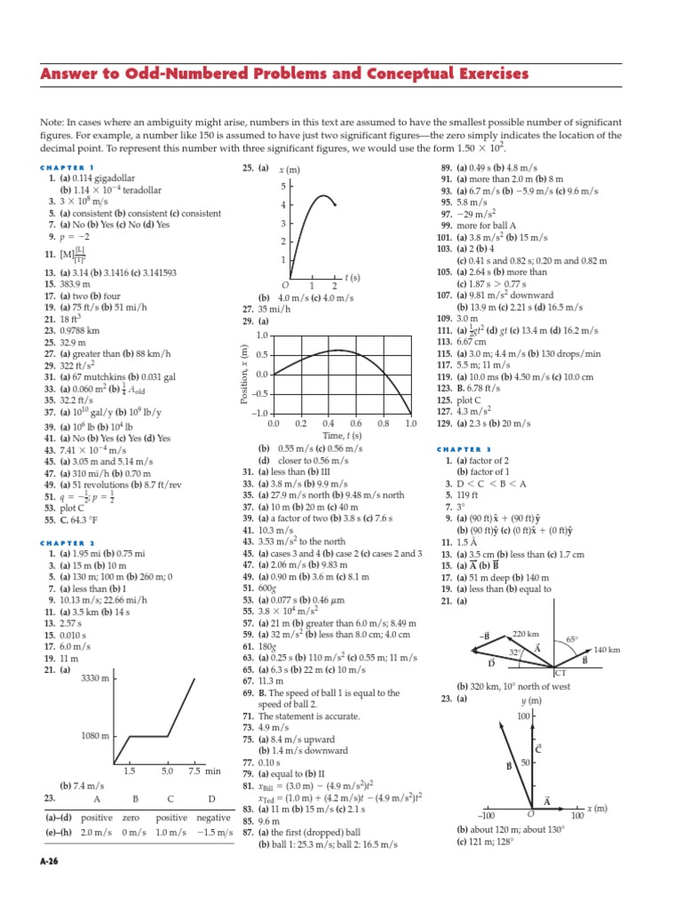 Answers To Odd Numbered Problems | PDF | Significant Figures | Force