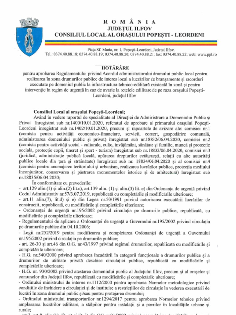 Regulament Acord Administrator Drum | PDF