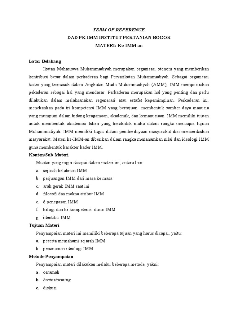 Materi Ke-IMM-an di IPB | PDF