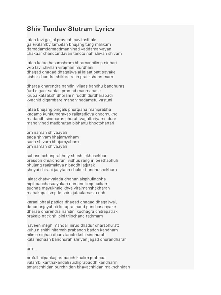 Shiv Tandav Stotram | PDF