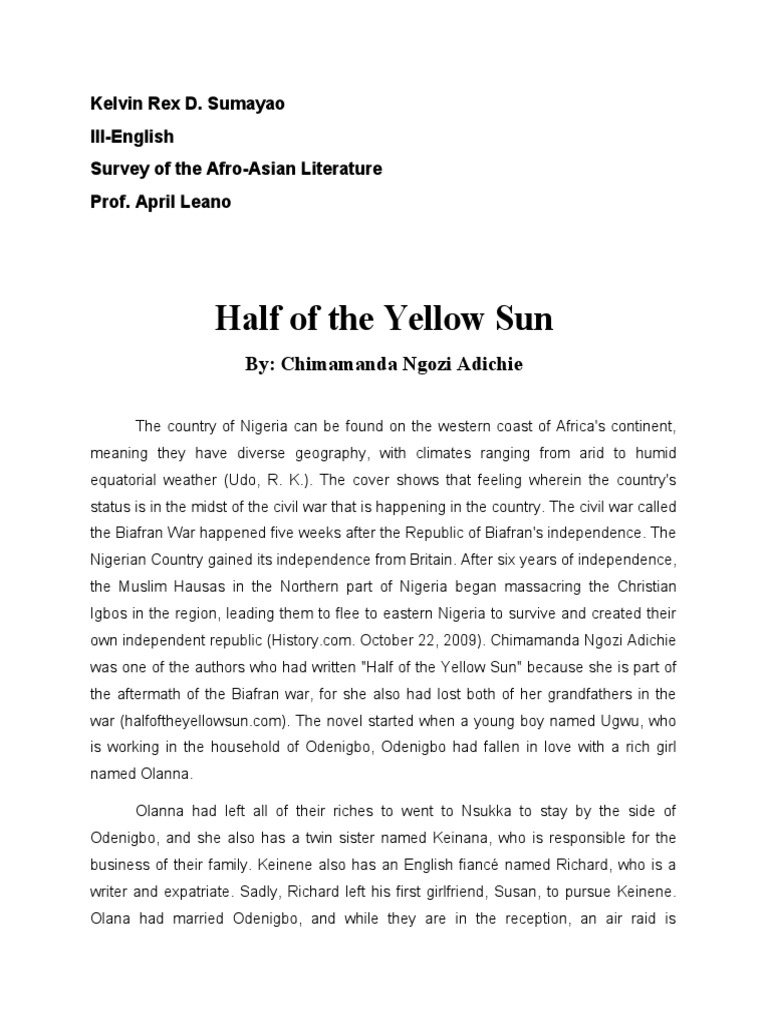 Half of The Yellow Sun Book Review | PDF | Unrest