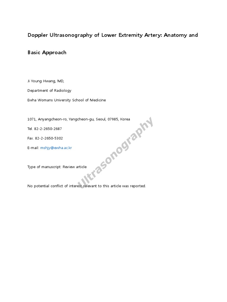 Doppler Ultrasonography of Lower Extremity Arterie | PDF | Ankle | Foot