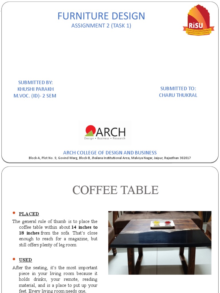 Furniture Design: Assignment 2 (Task 1) | PDF | Woodworking | Wood