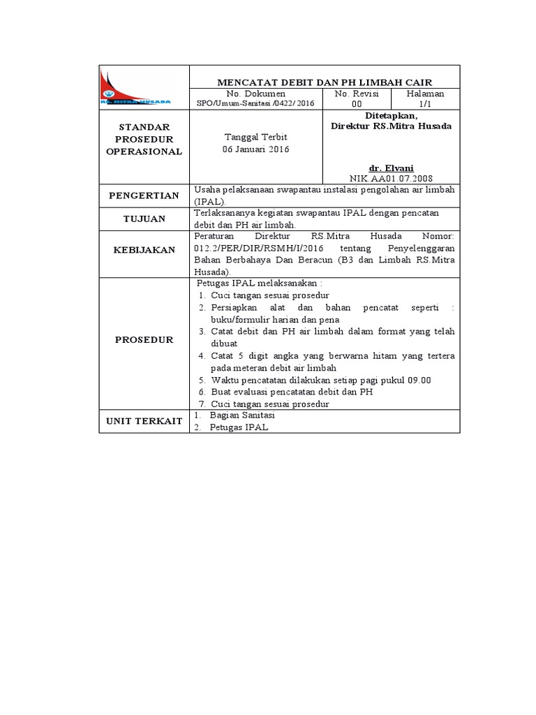 Pencatatan Debit dan pH Limbah Cair IPAL | PDF