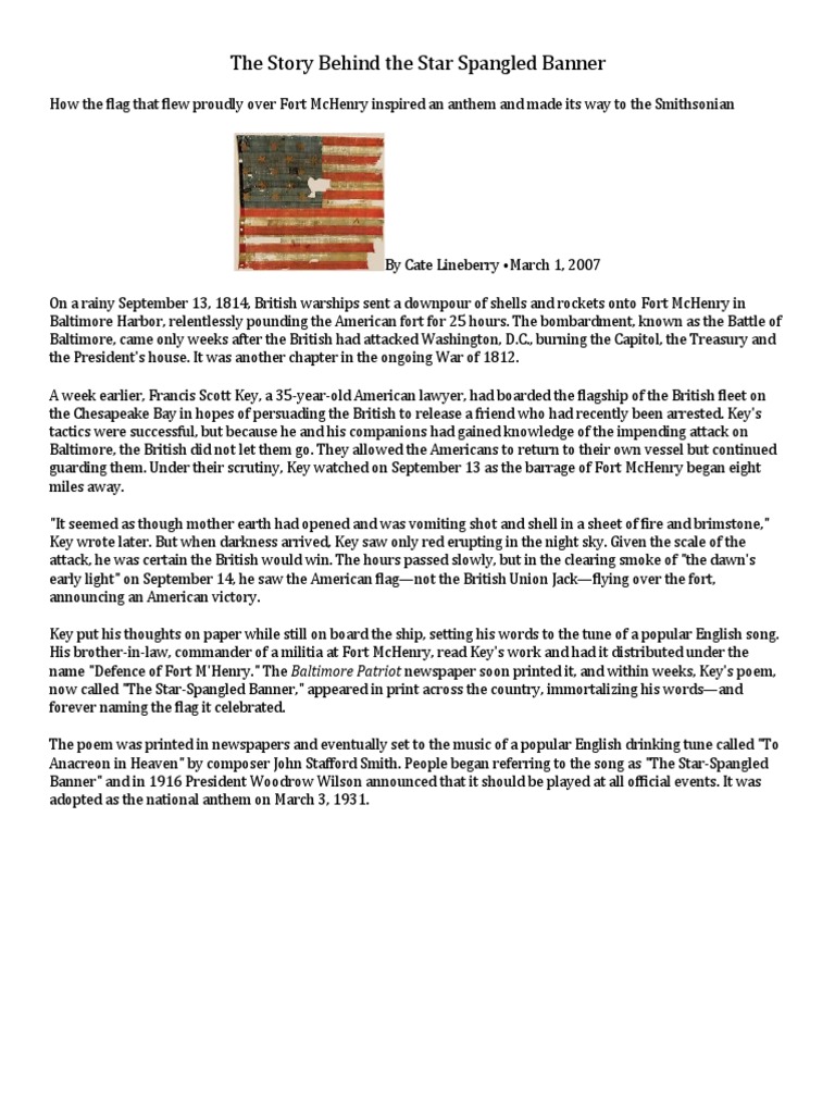 The Story Behind The Star Spangled Banner | PDF | The Star Spangled ...
