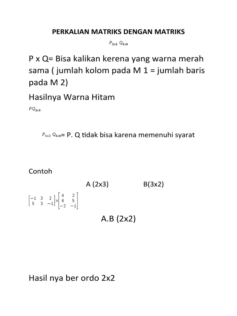 Perkalian Matriks Dengan Matriks | PDF