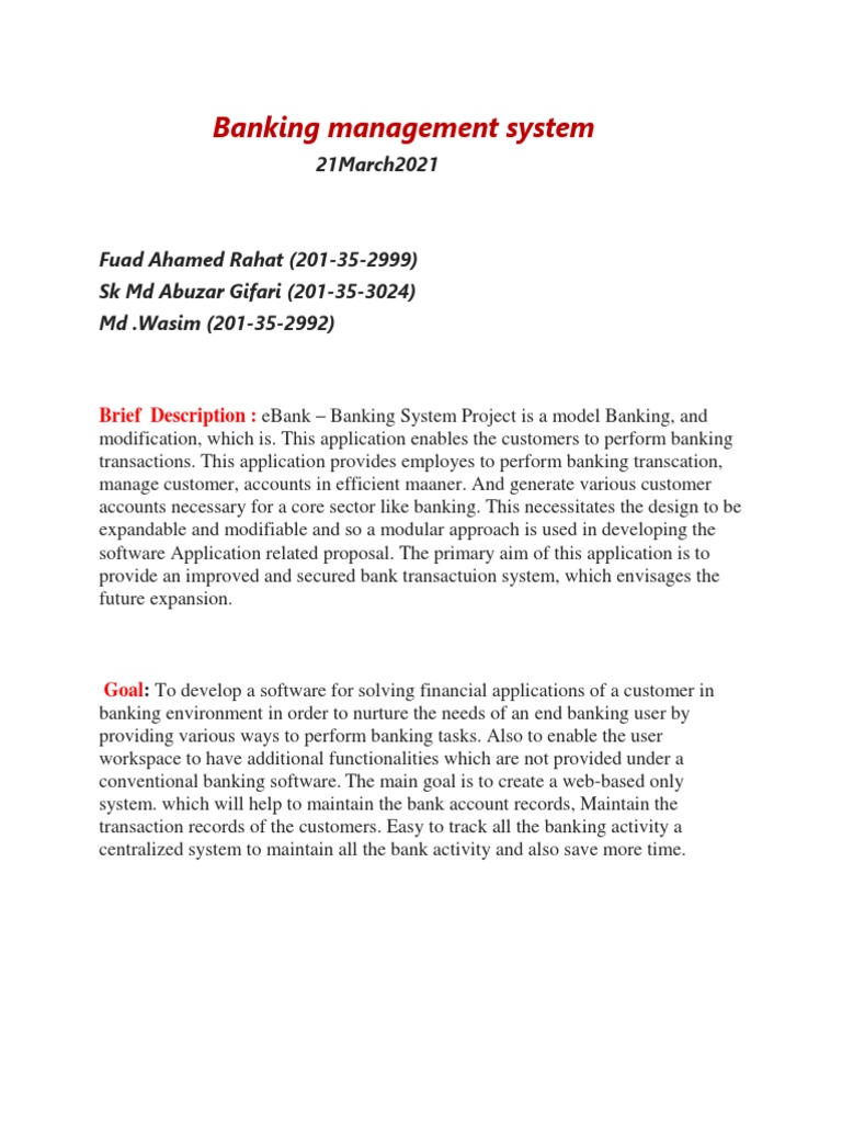Banking Management System | PDF | Banks | Application Software