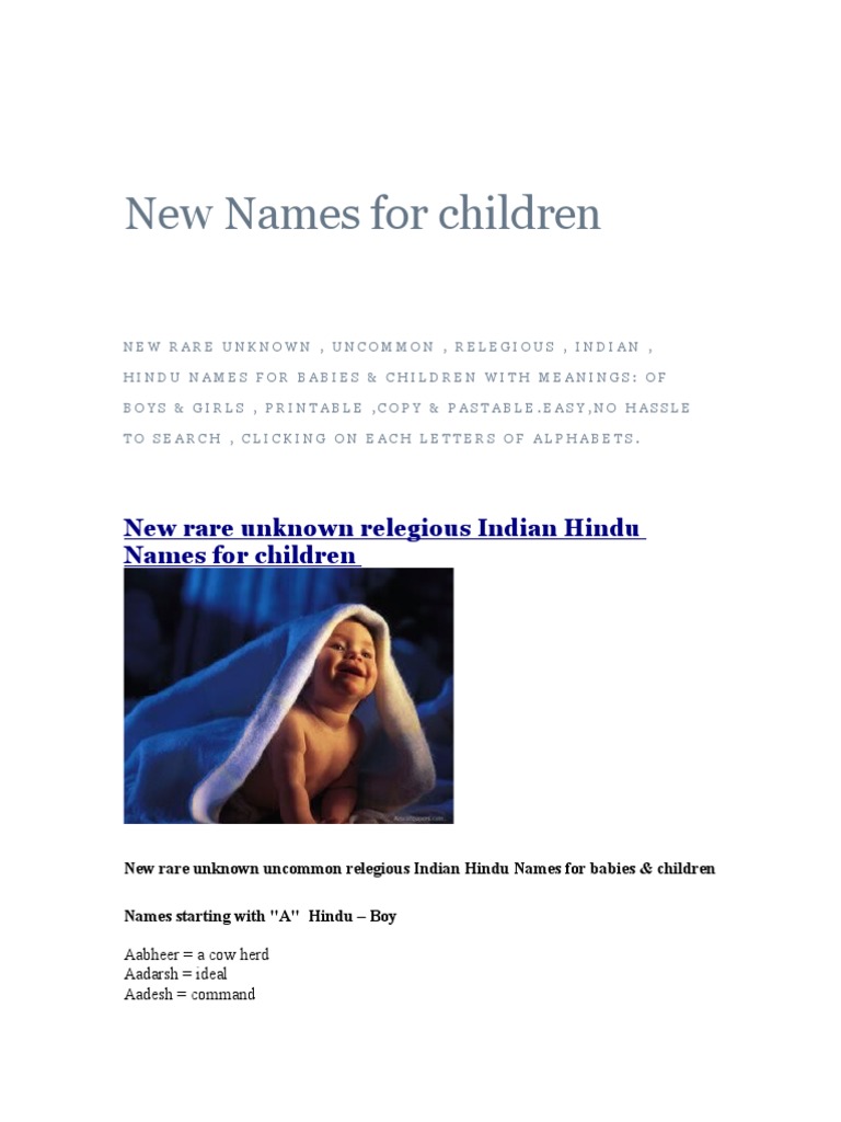 New Names For Children | PDF | Devi | Vishnu