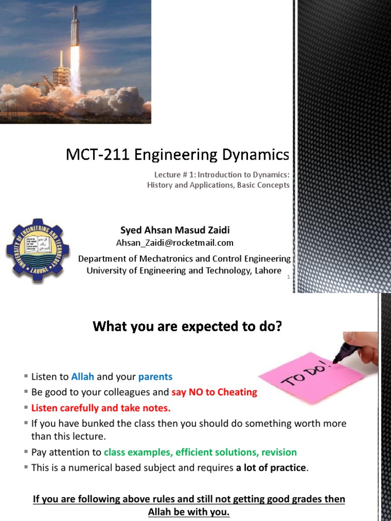 Engineering Dynamics 2020 Lecture 1 | PDF | Force | Momentum