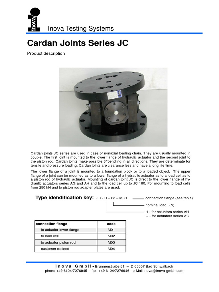 Inova Cardan Joints Series JC | PDF | Energy Conversion | Tools