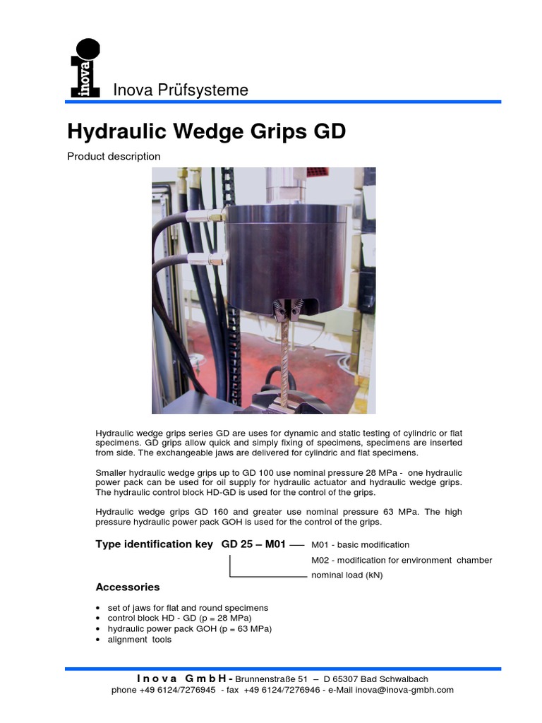 Hydraulic Wedge Grips GD: Product Description and Technical ...