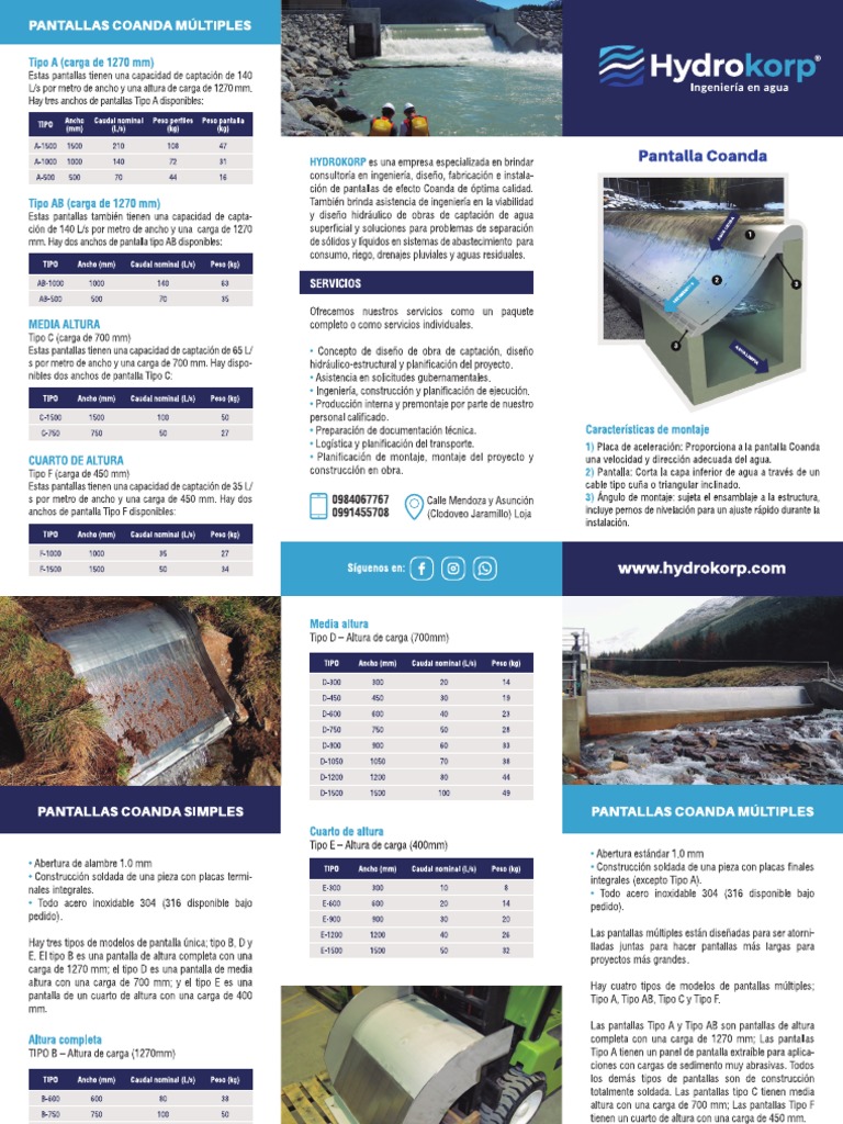 Tríptico Rejilla Coanda HydroKorp | PDF