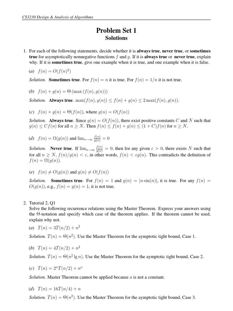 Algorithm Problem Set Solutions | PDF | Time Complexity | Array Data Structure