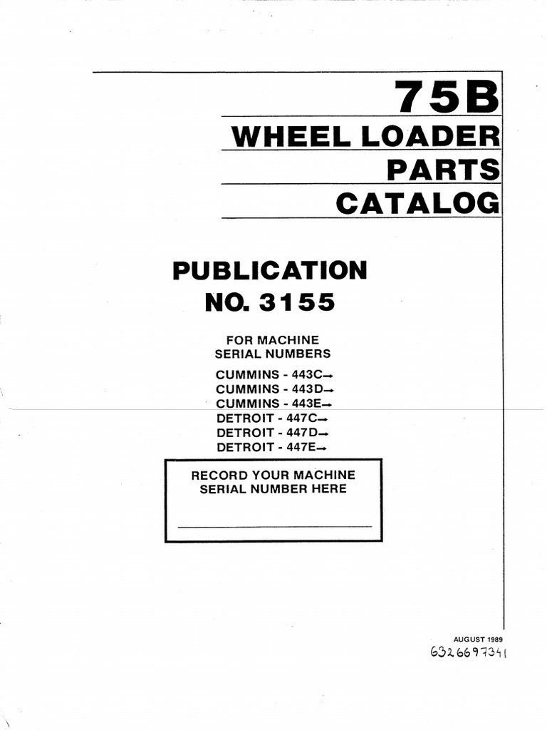 Clark 75B Wheel Loader 443C 443D 443e 447C 447D 447e Book 3155 | PDF ...