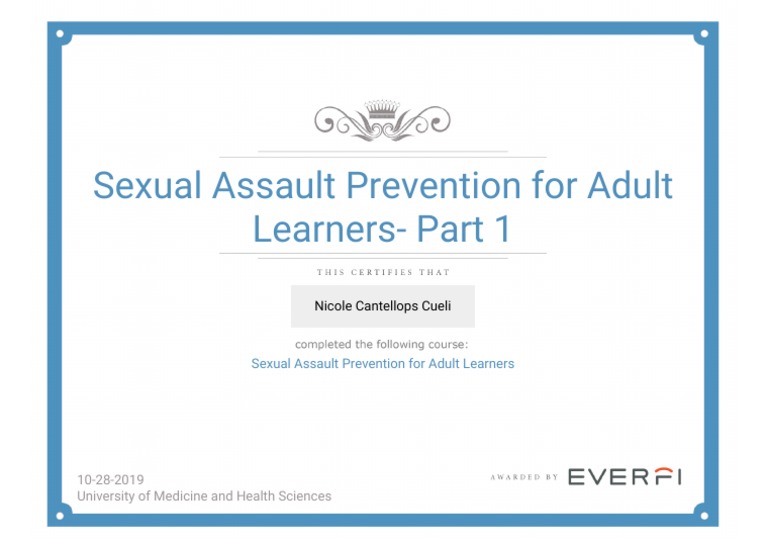 Sexual Assault Prevention For Adult Learners Part 1 | PDF