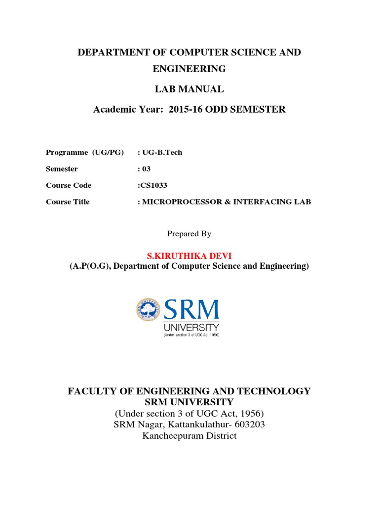 Cse Lab Manual Microprocessor | PDF | Binary Coded Decimal | Office ... Cse Lab Manual Microprocessor | PDF | Binary Coded Decimal | Office ...