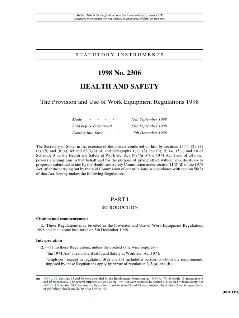 Puwer 1998 | PDF | Safety | Employment