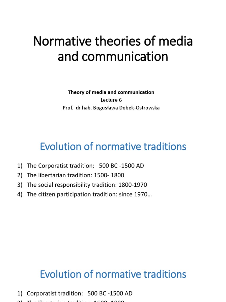 Normative Theories of Media and Communication - 10.11.2020 | PDF | News ...