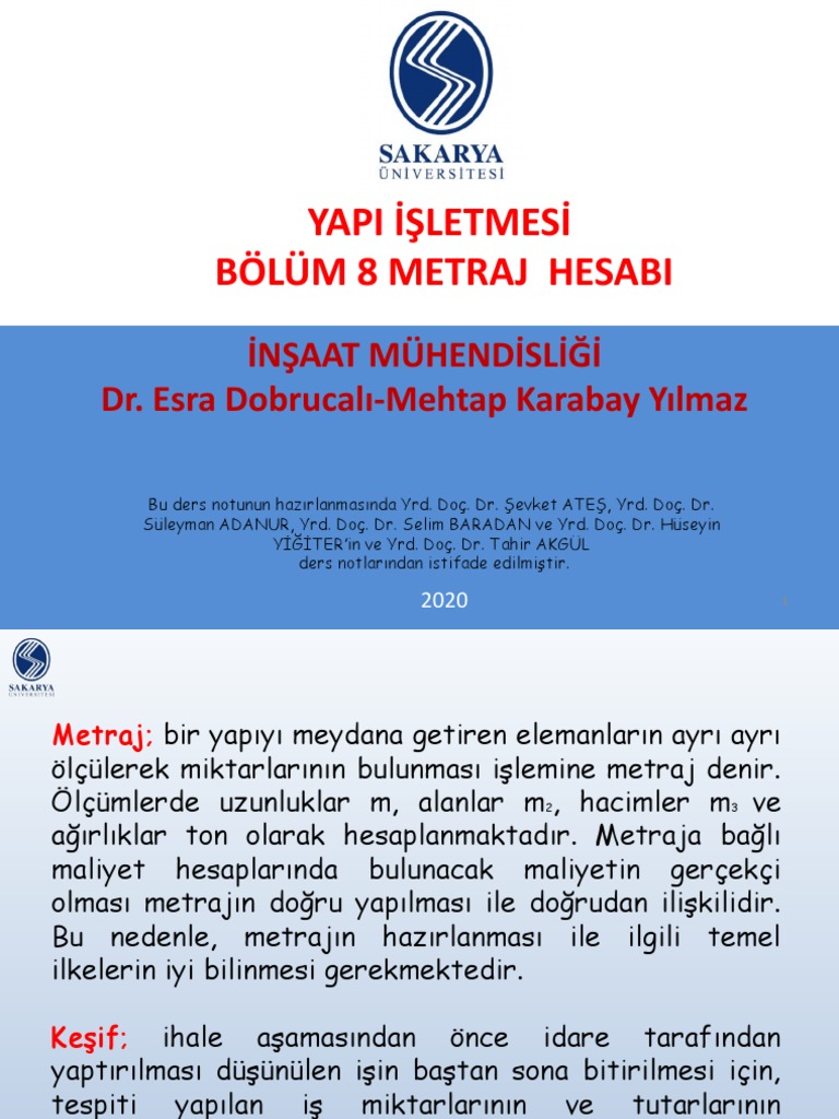Bölüm Kazı Metraj Hesabı | PDF