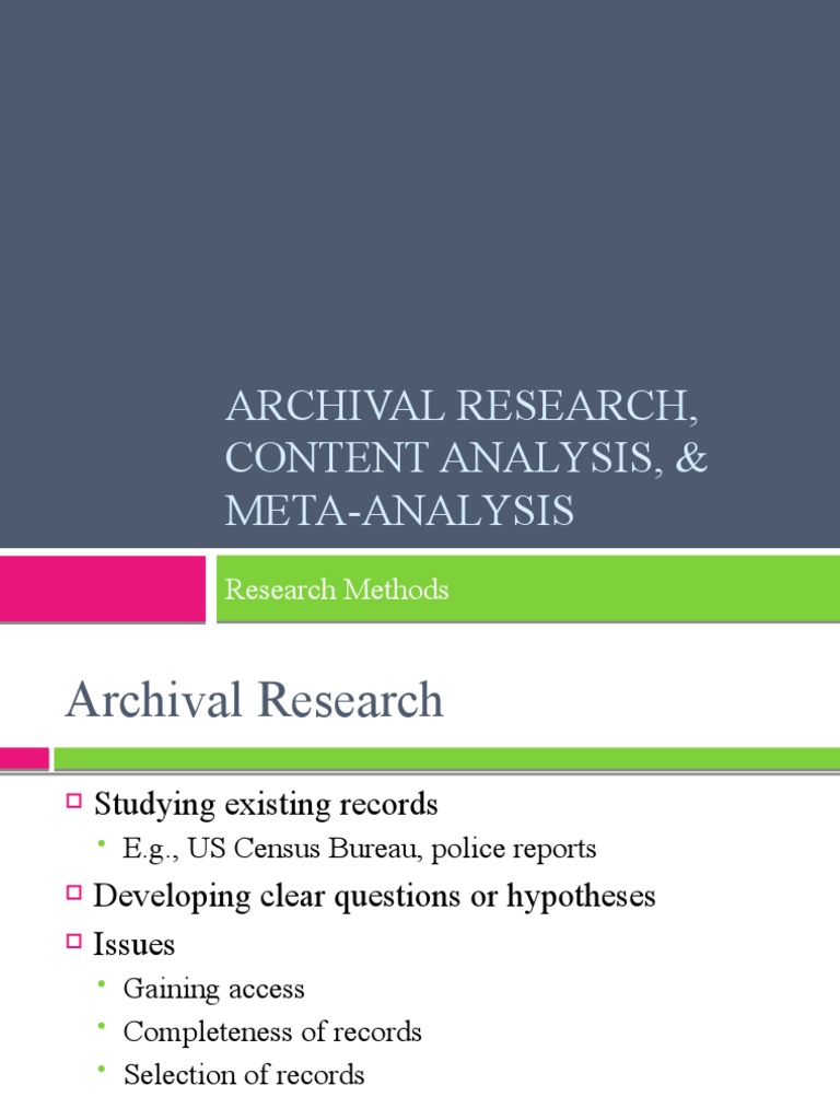 Archival Content Analysis Meta-Analysis | PDF