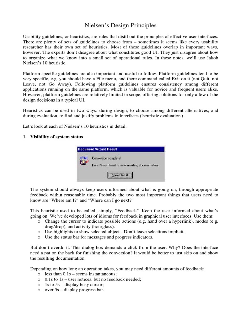 Nielsen S Usability Principles | PDF | Usability | Graphical User Interfaces
