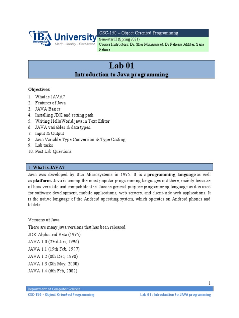 Java Programming Lab Introduction | PDF | Java Virtual Machine | Java ...