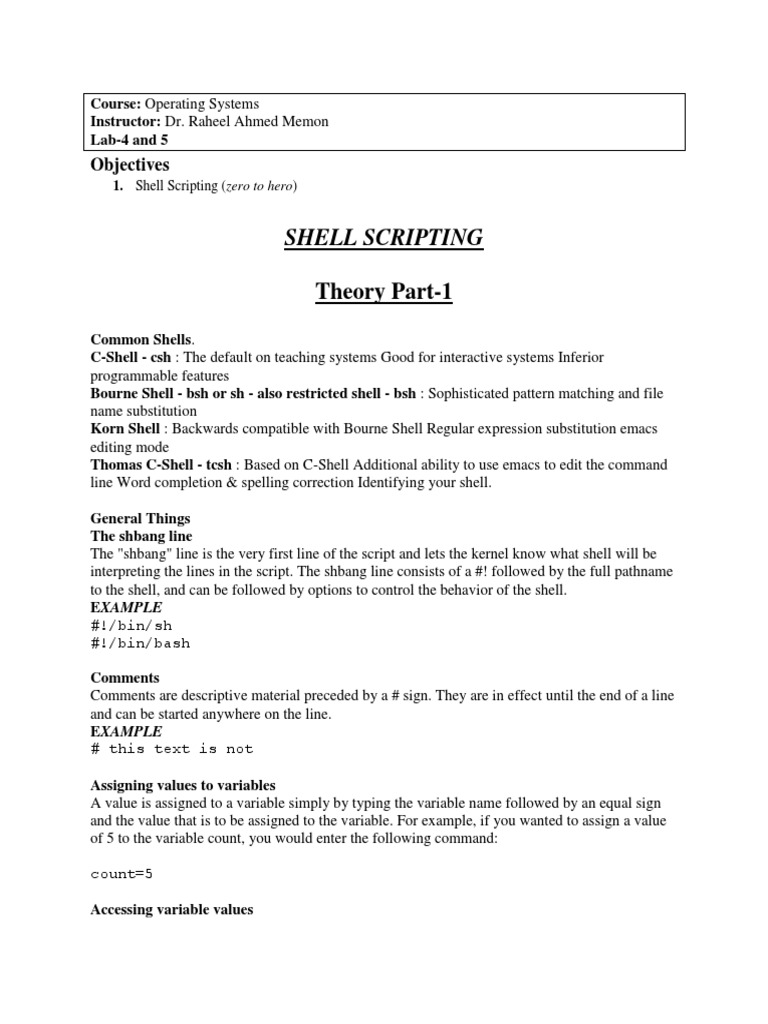 Shell Scripting: Theory Part-1 | PDF | Shell (Computing) | Command Line ...